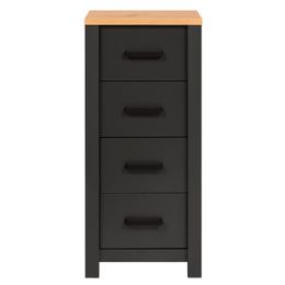 Inter Link Badkommode Carbona mit 4 Soft-Close-Schubladen, Anthrazit/Artisan Eiche, schwarze Aluminiumgriffe