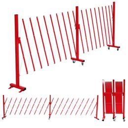 Alu Absperrgitter MCW-B34, Scherengitter Schutzgitter mit Rollen, ausziehbar 110x60-500cm ~ rot-wei&szlig;
