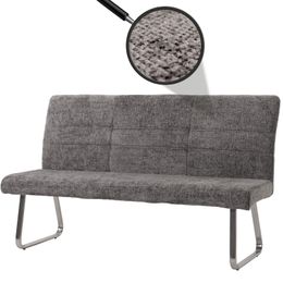 Sitzbank MCW-G55, Esszimmerbank Bank, Edelstahl geb&uuml;rstet Stoff/Textil Chenille &Ouml;ko-Tex, 180cm ~ dunkelgrau