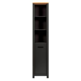 Inter Link Bad-Hochschrank Carbona mit Soft-Close-T&uuml;r & 3 offenen F&auml;chern, Anthrazit/Artisan Eiche
