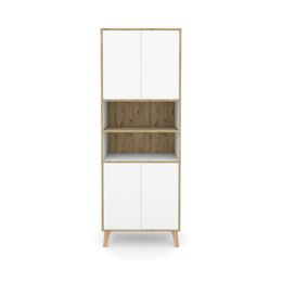 Roba Hochschrank &raquo;Morena&laquo; mit 4 T&uuml;ren und 2 offenen F&auml;chern - 66,4x32,5x195cm - braun -