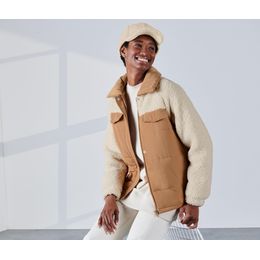 Tchibo - Steppjacke mit Teddy-Akzenten - Damen - Gr. 36 - cognac