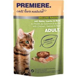 Premiere cats love nature Deluxe Ragout Nassfutter Katze Adult mit Huhn, Lachs und Reis 96x100 g
