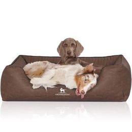 Knuffelwuff Orthop&auml;disches Hundebett Columbia aus laser-gestepptem Kunstleder braun XL