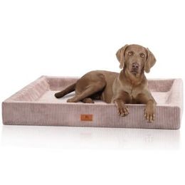 Knuffelwuff orthop&auml;disches Hundebett aus Cord mit Handwebcharakter Santiago rosa XL