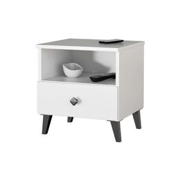 Nachttisch 40 cm breit Lina &brvbar; wei&szlig; &brvbar; Ma&szlig;e (cm): B: 40 H: 43 &raquo; H&ouml;ffner
