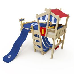 Hochbett CrAzY Hutty mit Rutsche - Abenteuer Spielbett Massivholz 90x200 cm - Kinderzimmer Schlafplatz mit Dach und bemalbarer Plane - Wickey