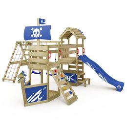 Spielturm GhostFlyer mit Kletteranbau & Rutsche f&uuml;r den Garten - Massivholz Abenteuerspielplatz f&uuml;r Kinder mit Sandkasten & Wackelbr&uuml;cke - Wickey