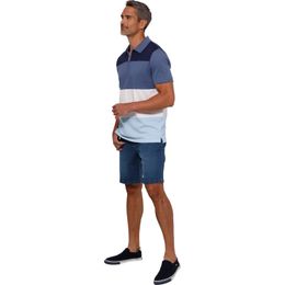 Herren Poloshirt mit kurzem Rei&szlig;verschluss marine-jeansblau-gestreift, Gr&ouml;&szlig;e 56/58