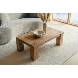 Riess Ambiente Massiver Couchtisch MAKASSAR 100cm natur Mangoholz cream finish einzigartige Maserung Riess-Ambiente Sofatisch Wohnzimmertisch rechteckig