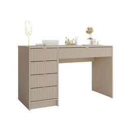 Mirjan24 Schreibtisch, Sand, Holzwerkstoff, 5 Schubladen, Rechteckig, 55x76x120 cm, Arbeitszimmer, Schreibtische, B&uuml;rotische