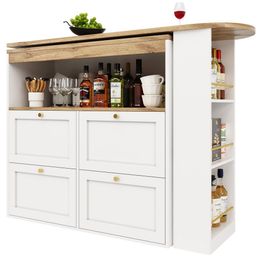 Flieks Bartisch, Wei&szlig;, Holzwerkstoff, 105x102x39 cm, Esszimmer, Barm&ouml;bel, Bartische