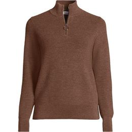 LANDS' END Merino-Pullover mit Rei&szlig;verschluss f&uuml;r Damen, Damen, size: regular, Braun, Wolle, by Lands' End