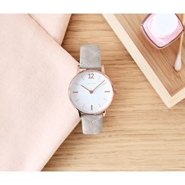 Tchibo - Armbanduhr mit Lederband - grau