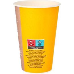 Coffee to go Becher, f&uuml;r 0,3 l, &Oslash; 80 x H 116 mm, bedruckte Pappe, beige-schwarz, 50 St&uuml;ck