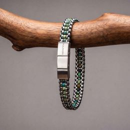 Holzkern Offroad Armband Herren Afrikanischer T&uuml;rkis und Silber