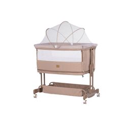 Chipolino Beistellbett Zen 2 in 1 Babybett Schaukelfunktion 7 H&ouml;hen Moskitonetz beige