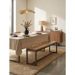 KADIMA DESIGN Sitzbank &ndash; Mango/Massivholz/Metall, 120x46x45 cm, ohne Lehne