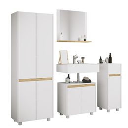 Vcm 4-tlg. Badm&ouml;bel Set mit Waschbeckenunterschrank, breiter Hochschrank, Midischrank & Spiegel - Cosila L