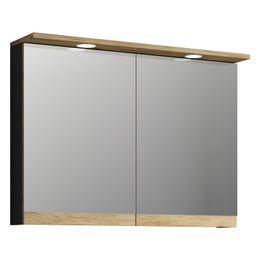 Vcm Badspiegelschrank mit Beleuchtung und Steckdose &ndash; Spiegelschrank Bad mit 2 T&uuml;ren und 2 F&auml;chern &ndash; Badezimmerschrank h&auml;ngend &ndash; H. 59 x B. 80 x T. 23 cm, Cosila