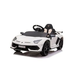 ES-Toys Kinder Elektroauto Lamborghini Aventador SVJ EVA-Reifen Sicherheitsgurt wei&szlig;