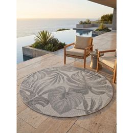 KADIMA DESIGN Outdoor-Teppich Tropische Bl&auml;tter Grau 200x200 cm Wetterfest