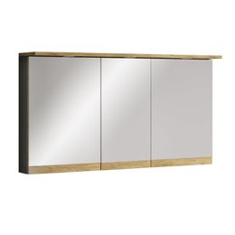 Vcm Badspiegelschrank mit Beleuchtung und Steckdose &ndash; Spiegelschrank Bad mit 3 T&uuml;ren und 4 F&auml;chern &ndash; Badezimmerschrank h&auml;ngend &ndash; H. 59 x B. 110 x T. 23 cm, Cosila