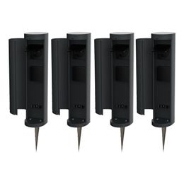 Novatool 4x Steckdosenturm 2-fach au&szlig;en Anthrazit rund mit Blende IP44 mit Erdspie&szlig; Steckdose Aussen Gartensteckdose Outdoor Steckdoses&auml;ule Garten Steckdosenturm