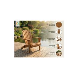 ECONELO Klappbarer Adirondack Liegestuhl aus Akazienholz, ca. 84 x 69 x 93 cm - Braun