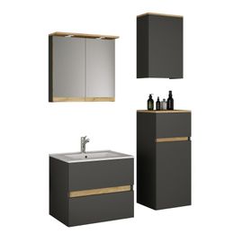 Vcm 5-tlg. Waschtisch Set mit Keramikbecken, Badschrank mit 2 Softclose-Schubladen, Midischrank, H&auml;ngeschrank, Spiegelschrank mit Beleuchtung und Steckdose, Ma&szlig;e Unterschrank H. 51 x B. 61 x T. 47 cm, Cosila-I