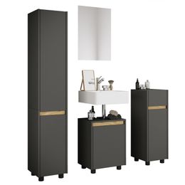 Vcm 4-tlg. Badm&ouml;bel Set mit Waschbeckenunterschrank, Hochschrank, Midischrank & Spiegel - Cosila M