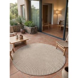 KADIMA DESIGN Teppich Outdoor ENGADIN in Beige, im Skandi-Stil mit 3D-Design, &Oslash; 200 cm