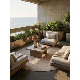 KADIMA DESIGN Teppich Outdoor VENTOUX in Beige, im Ethno-Stil, &Oslash; 200 cm