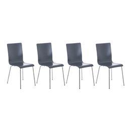 CLP 4er-Set Wartezimmerstuhl PEPE mit ergonomisch geformten Holzsitz und Metallgestell I 4x Konferenzstuhl In verschiedenen Farben erh&auml;ltlich