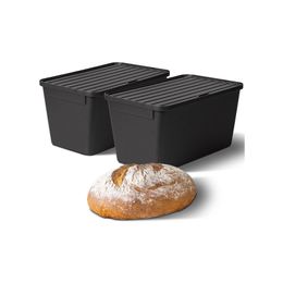Novaliv 2x Brotkasten Plastik mit Deckel 32x20x16,5cm Dose f&uuml;r Brot Brotkasten Kunststoff Aufbewahrungsbox Brot Br&ouml;tchenbox IDEAL als G&auml;rbox Sauerteig Teigwanne mit Deckel f&uuml;r Brotteig