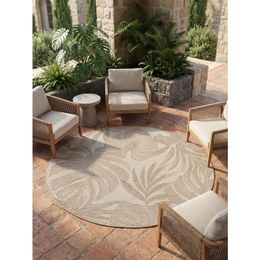 KADIMA DESIGN Teppich Outdoor VENTOUX in Beige, mit Tropen-Motiv, &Oslash; 200 cm