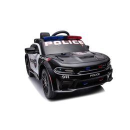ES-Toys Kinder Elektroauto Dodge Polizei, Sirene, Polizei-Lichter, Fernbedienung schwarz