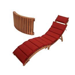 DEGAMO Gartenliege PANAMA klappbar, Akazie ge&ouml;lt, mit Auflage rot