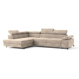 Masseno Ecksofa, Creme, Holz, 4-Sitzer, L-Form,L-Form, 257x190 cm, Wohnzimmer, Sofas & Couches, Wohnlandschaften, Ecksofas