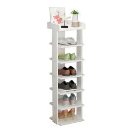 Livingandhome Schuhregal, Wei&szlig;, Kunststoff, 25x104x27 cm, Garderobe, Schuhaufbewahrung, Schuhregale