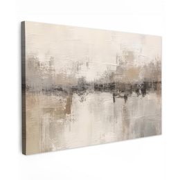 MuchoWow Leinwandbild, Beige, Textil, Kiefer, Abstrakt, Rechteckig, 120x80 cm, FSC 100%, gerahmt, Bilder und Zubeh&ouml;r, Wandbilder, Leinwandbilder