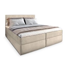 Masseno Boxbett, Creme, Holz, H2 + H3, 160x200 cm, Schlafzimmer, Betten, Boxspringbetten