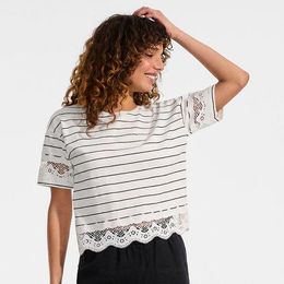 LANDS' END Flammgarn-Shirt mit Bord&uuml;ren f&uuml;r Damen, Damen, size: regular, Blau, Baumwolle, by Lands' End