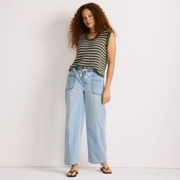 LANDS' END Gerade relaxte Jeans mit Elastikbund, Damen, size: regular, Blau, Baumwolle, by Lands' End