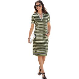 Damen Sweatkleid mit Bord&uuml;ren-Druck oliv-schilf-bedruckt, Gr&ouml;&szlig;e 38