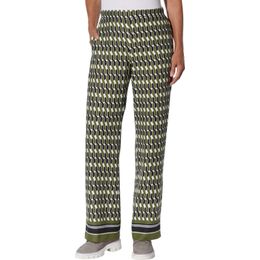 Damen Hose aus Viskose oliv-schwarz-bedruckt, Gr&ouml;&szlig;e 38