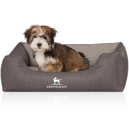 Knuffelwuff Orthop&auml;disches Hundebett Outlander aus laser-gestepptem Kunstleder hellgrau/ dunkelgrau M-L