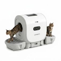 AstroPet 101L XXL Katzenklo Selbstreinigend mit Zwei Eing&auml;nge Automatische Katzentoilette mit App-Steuerung,UVC-Luftreinigung und Duftkartusche,Gro&szlig;e Fassungsverm&ouml;gen f&uuml;r Mehrere Katzen