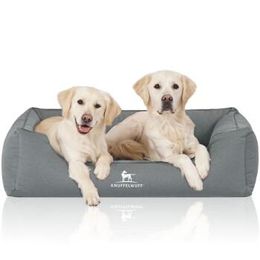 Knuffelwuff Orthop&auml;disches Wasserabweisendes Hundebett Leon aus Velours mit Handwebcharakter petrol XXL