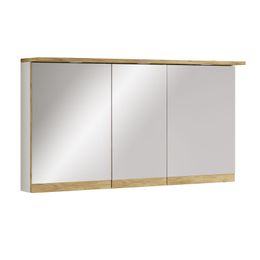 Vcm Badspiegelschrank mit Beleuchtung und Steckdose &ndash; Spiegelschrank Bad mit 3 T&uuml;ren und 4 F&auml;chern &ndash; Badezimmerschrank h&auml;ngend &ndash; H. 59 x B. 110 x T. 23 cm, Cosila